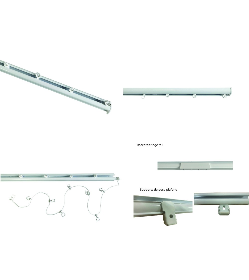 WAVE - Tringle rail pour rideau effet vague ouverture à Gauche L.3 m